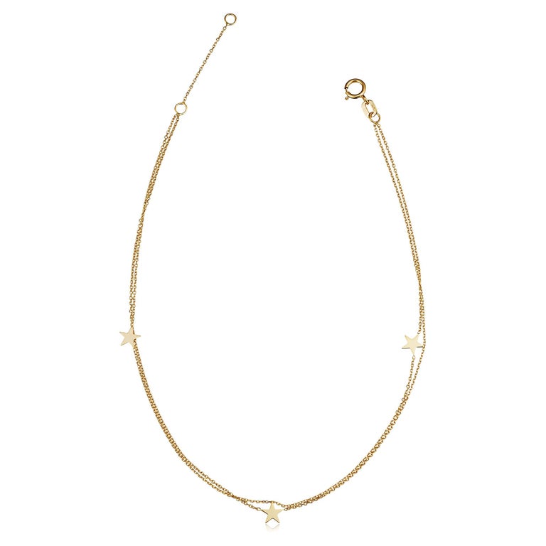 14K Yellow Gold Star Anklet Adjustable for Her For Sale at 1stDibs