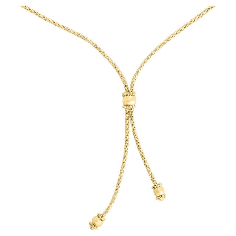 14k Yellow Gold Structured Lariat Bead Necklace For Sale at 1stDibs