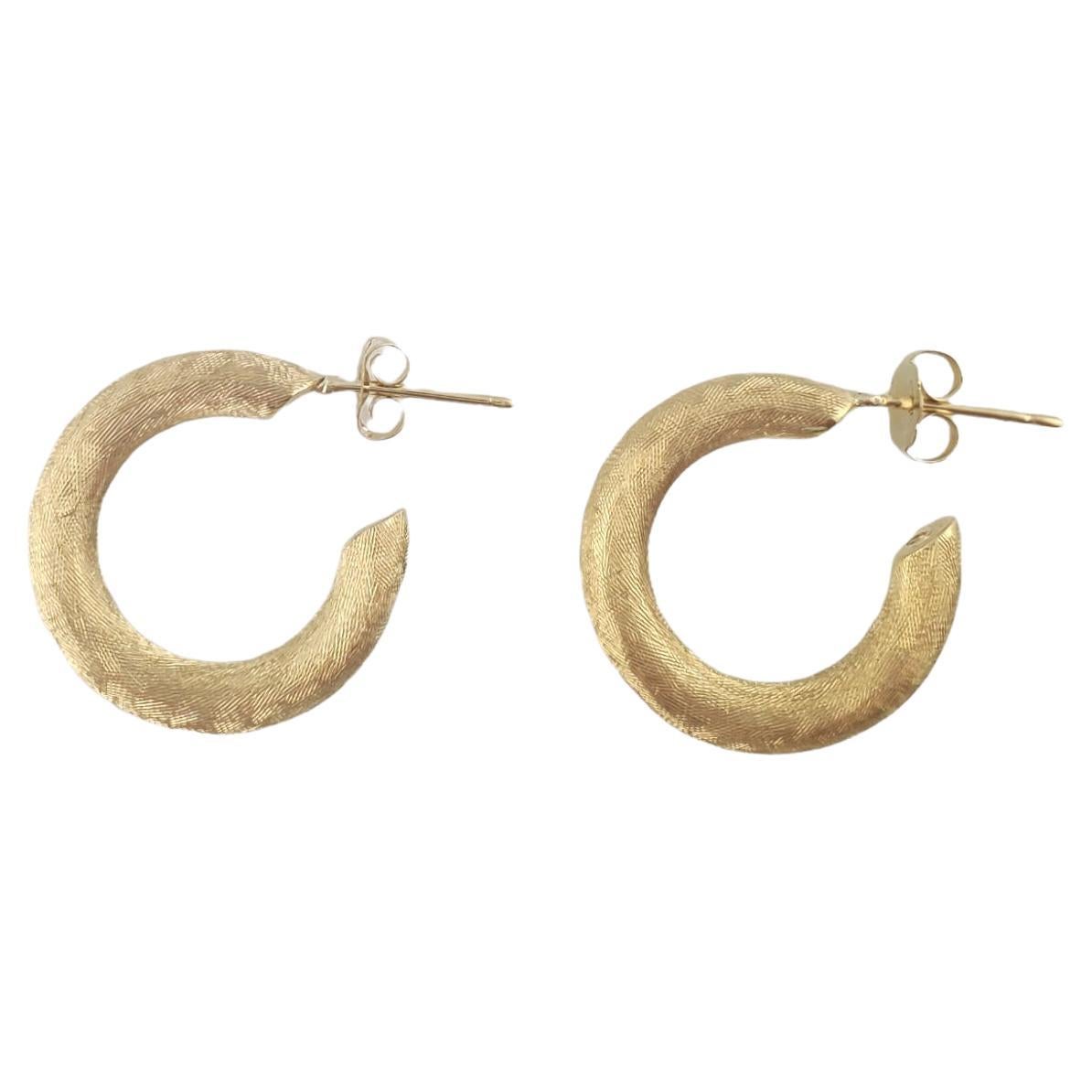 14k Yellow Gold Tribal Pattern Hoops At 1stdibs