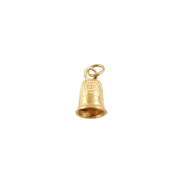 14K Yellow Gold Thimble Charm For Sale at 1stDibs
