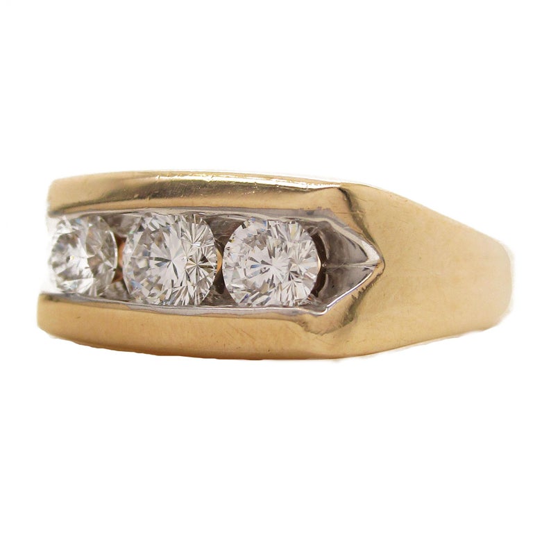 14 Karat Yellow Gold Three-Stone Leo Diamond Ring at 1stDibs | leo ...