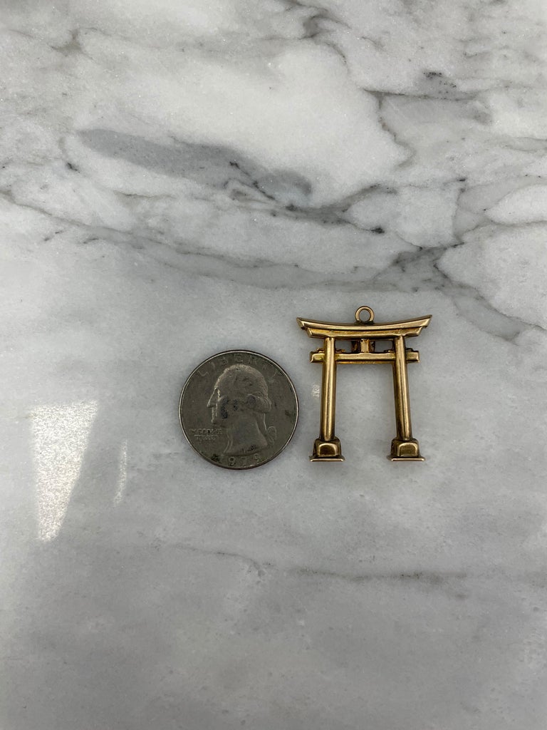 14K Yellow Gold Torri Gate Charm For Sale at 1stDibs