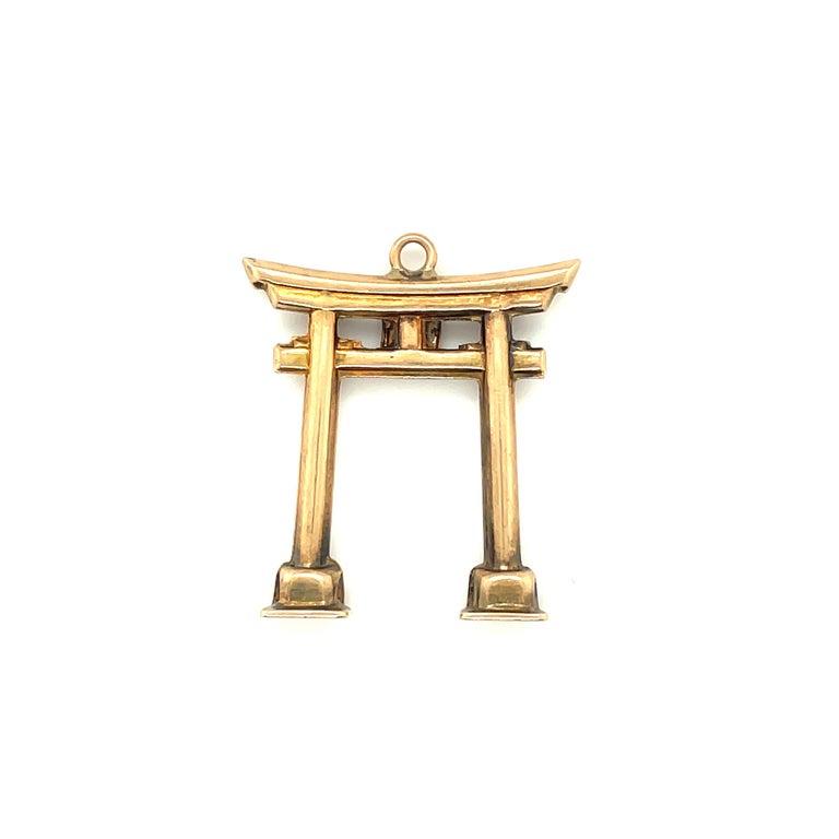 14K Yellow Gold Torri Gate Charm For Sale at 1stDibs