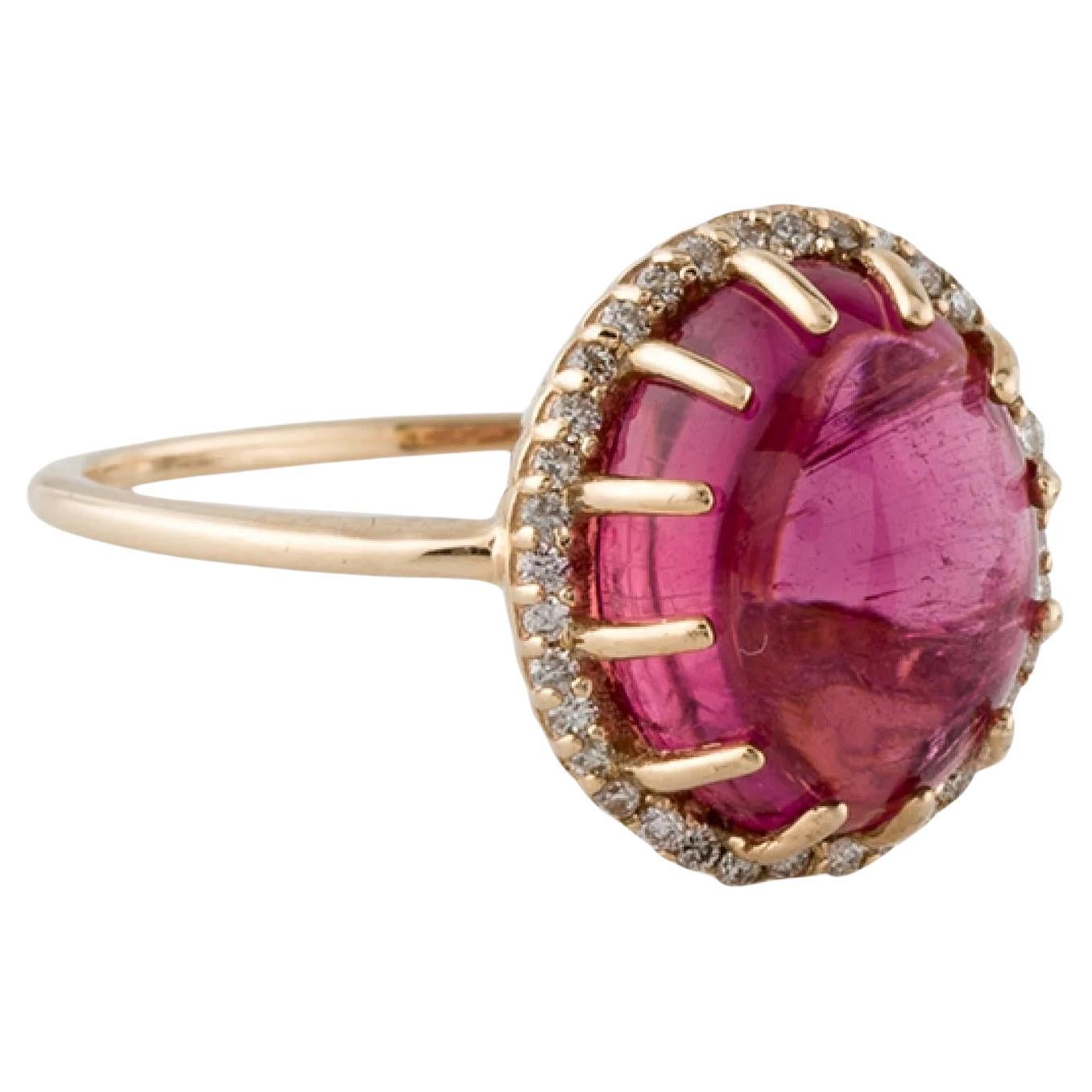 14K Yellow Gold Tourmaline and Diamond Cocktail Ring, Size 7 Oval ...