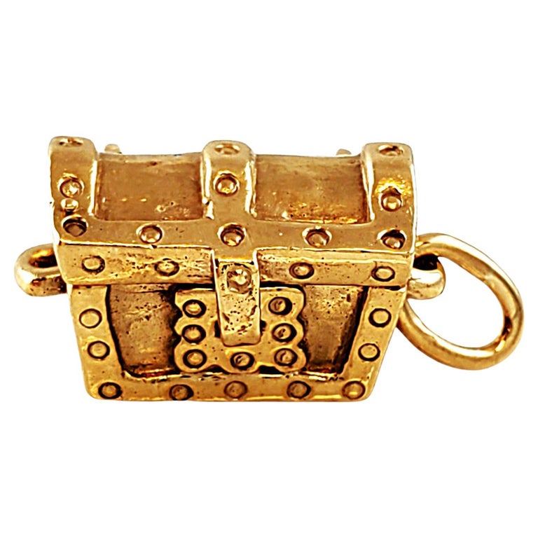 14k Yellow Gold Treasure Chest Charm at 1stDibs