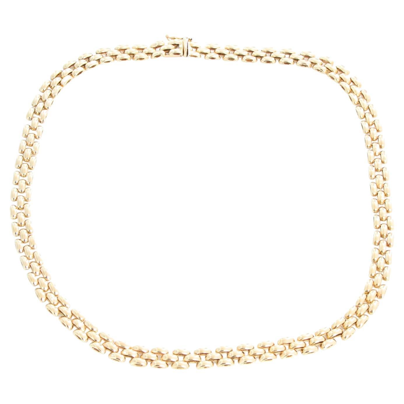 14K Yellow Gold Triple Link Necklace For Sale at 1stDibs