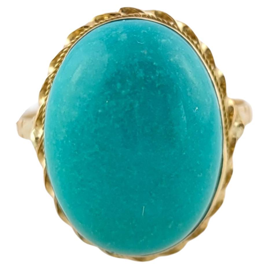 14k Yellow Gold Turquoise Stone Ring at 1stDibs