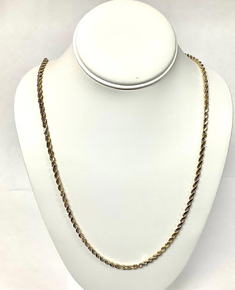 14k Yellow Gold Twisted Rope Chain Necklace For Sale at 1stDibs