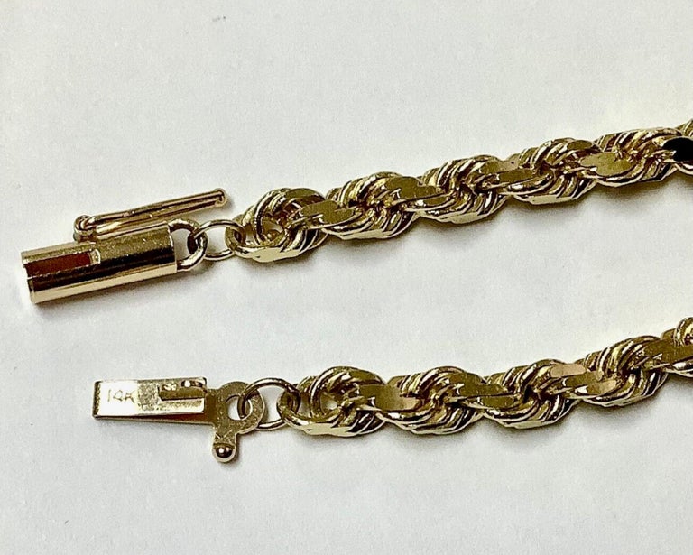 14k Yellow Gold Twisted Rope Chain Necklace For Sale at 1stDibs