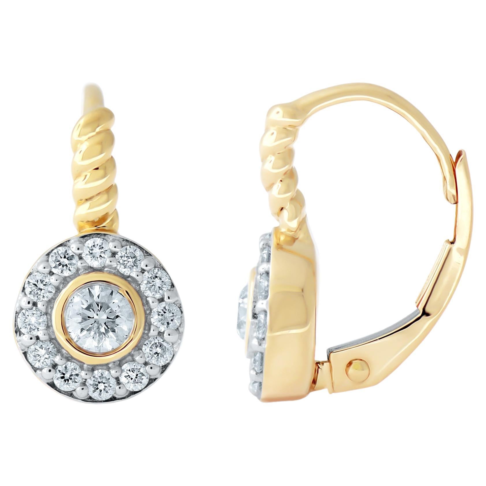 14K Yellow Gold Twisted Rope Diamond Ring For Sale at 1stDibs