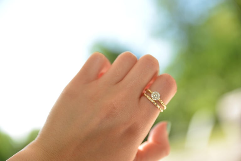 14K Yellow Gold Twisted Rope Diamond Ring For Sale at 1stDibs