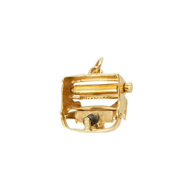 14K Yellow Gold Typewriter Charm For Sale at 1stDibs