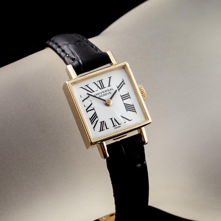 14k Yellow Gold Universal Geneve Women's Square Hand-Winding Watch For ...