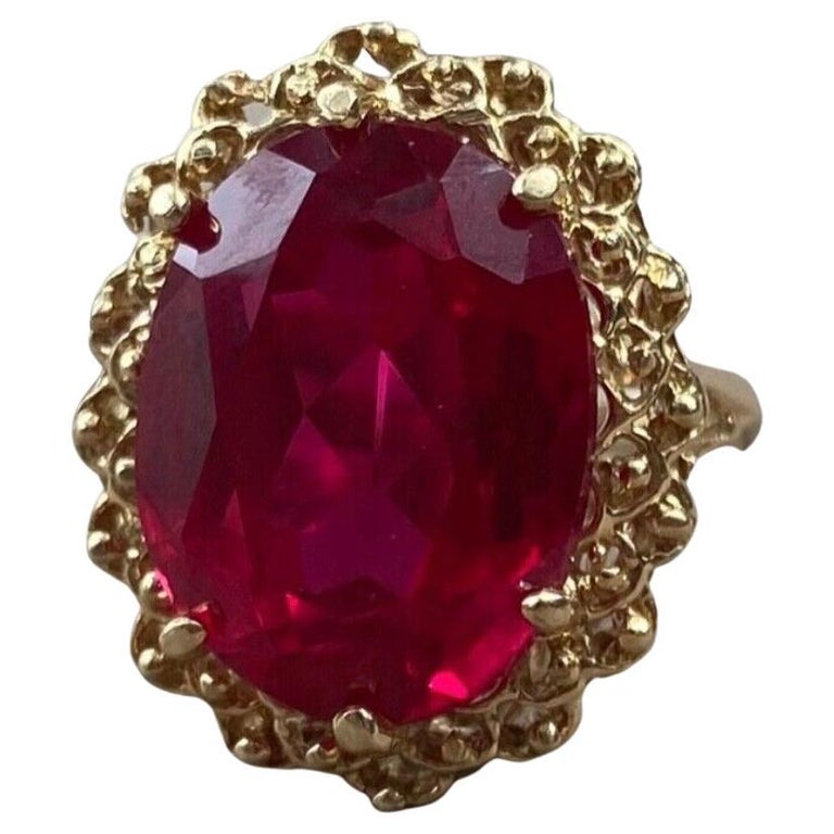 14K Yellow Gold Vintage Red Sapphire Ring at 1stDibs