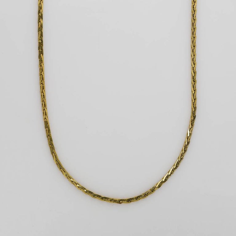 14K Yellow Gold Wheat Chain Necklace 10.5gr For Sale at 1stDibs