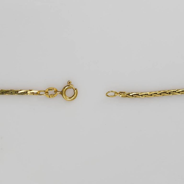 14K Yellow Gold Wheat Chain Necklace 10.5gr For Sale at 1stDibs