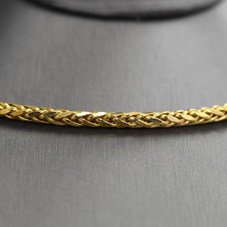 14K Yellow Gold Wheat Chain Necklace 15.6gr For Sale at 1stDibs