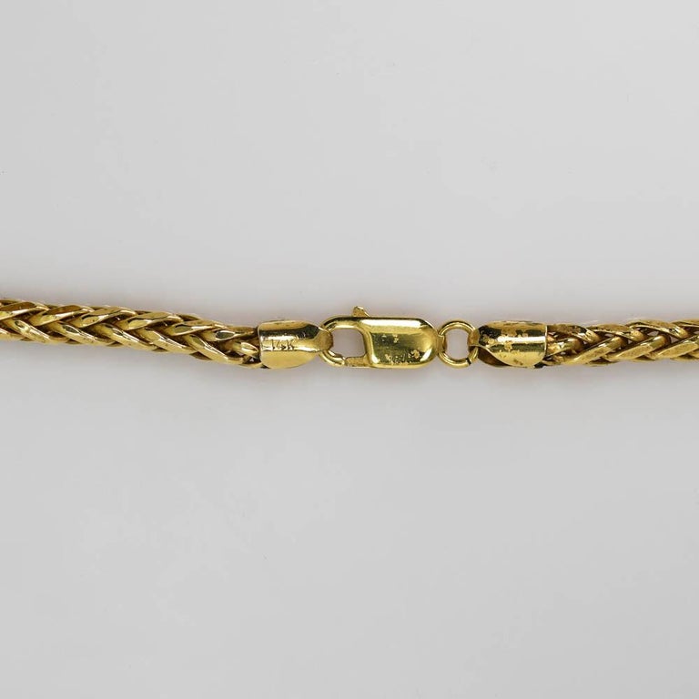 14K Yellow Gold Wheat Chain Necklace 15.6gr For Sale at 1stDibs