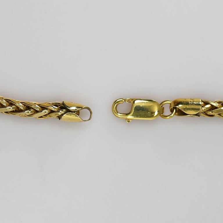14K Yellow Gold Wheat Chain Necklace 15.6gr For Sale at 1stDibs