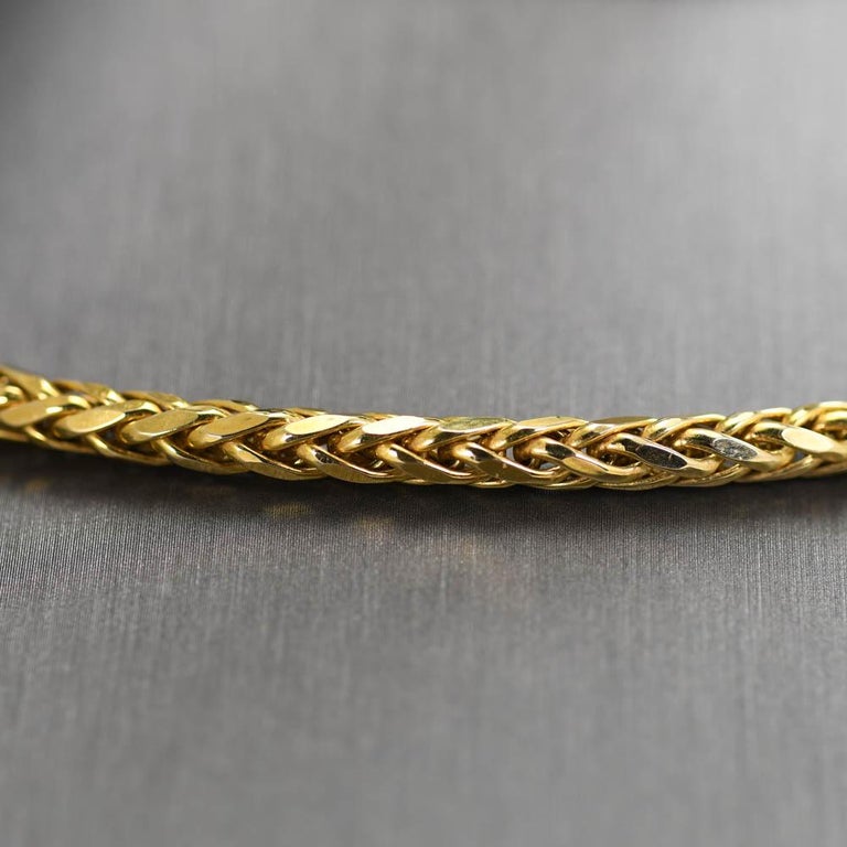 14K Yellow Gold Wheat Chain Necklace 15.6gr For Sale at 1stDibs
