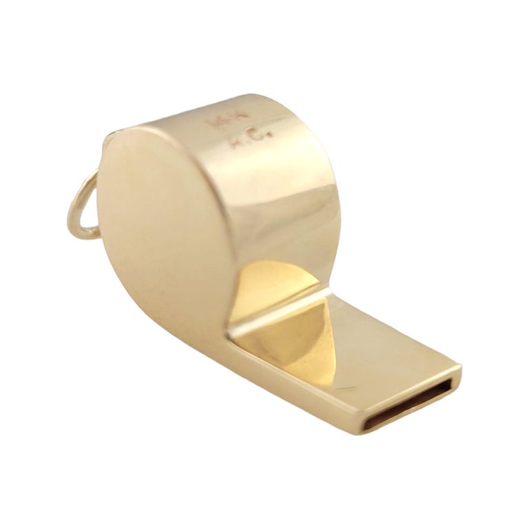 14K Yellow Gold Whistle Charm Pendant For Sale at 1stDibs
