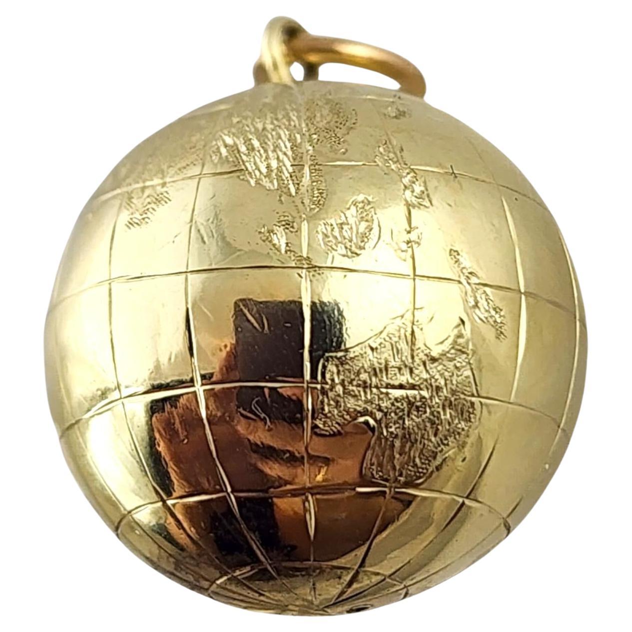 14K Yellow Gold World Globe Charm #18386 For Sale at 1stDibs