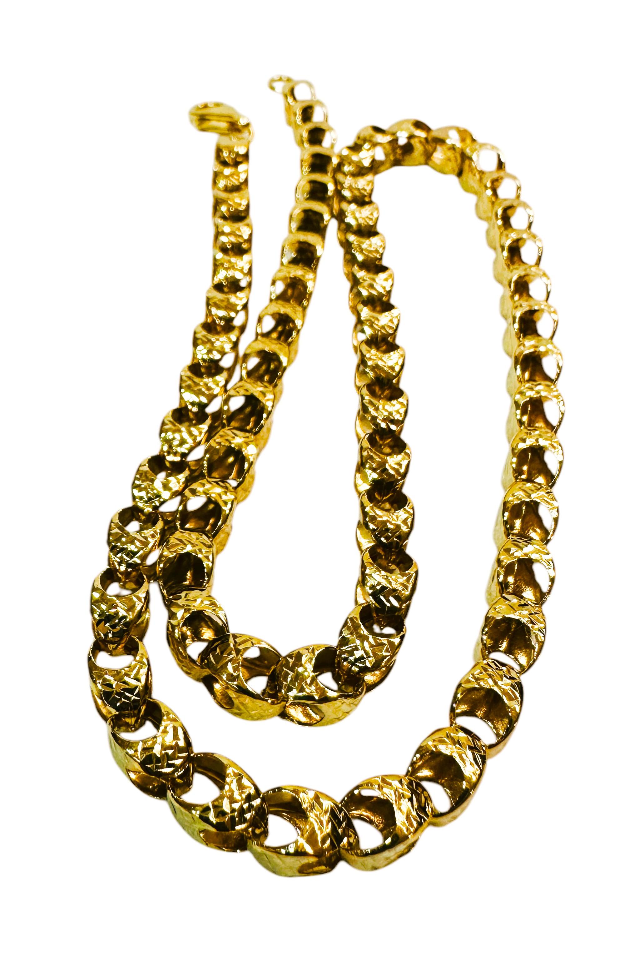 14K Yellow Large Diamond Cut Shimmering Custom Chain With 6 mm Drops ...