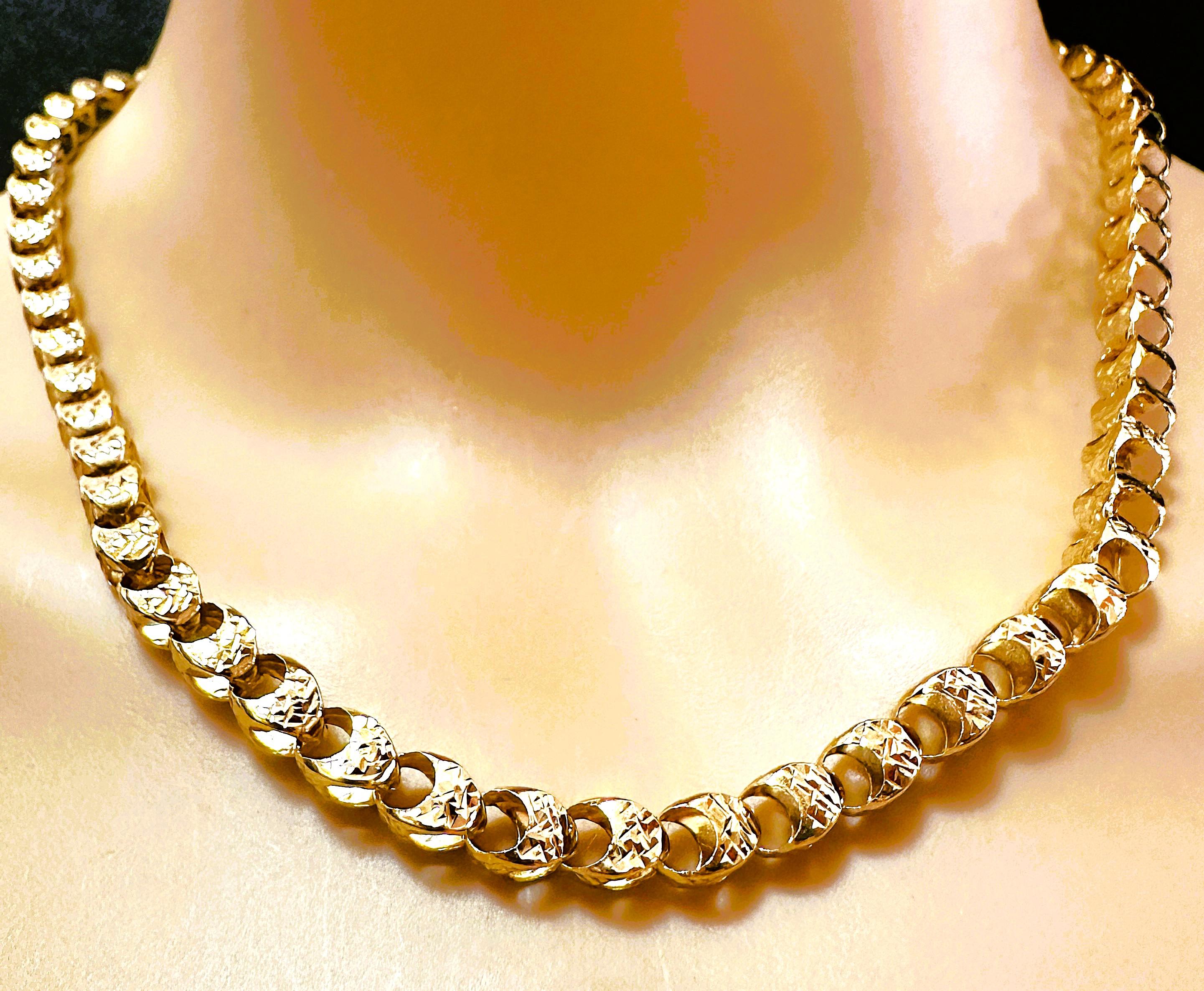 14K Yellow Large Diamond Cut Shimmering Custom Chain With 6 mm Drops ...