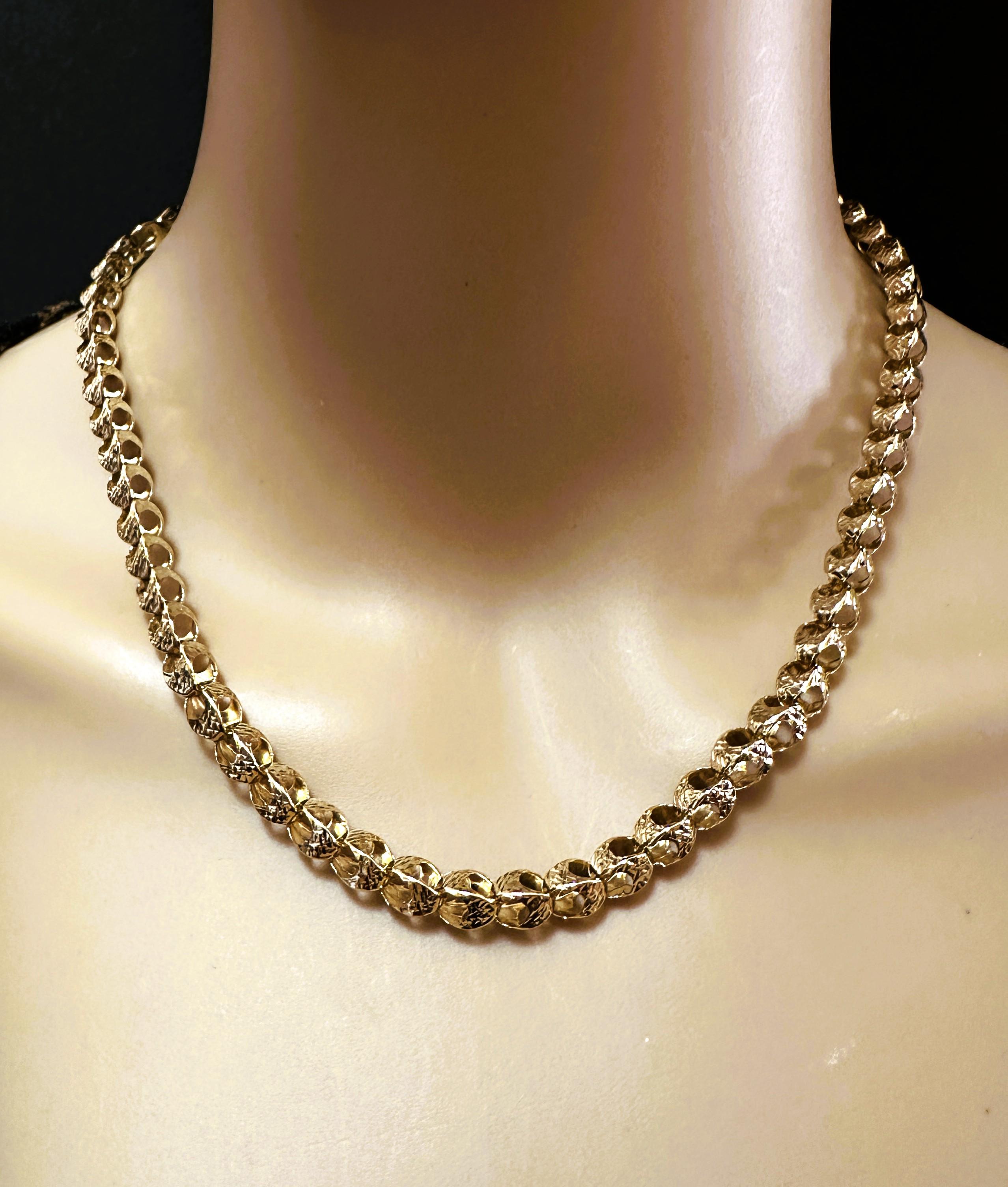 14K Yellow Large Diamond Cut Shimmering Custom Chain With 6 mm Drops ...
