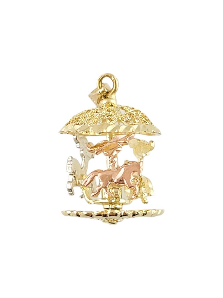 14k Yellow, Rose, and White Gold Carousel Charm For Sale at 1stDibs