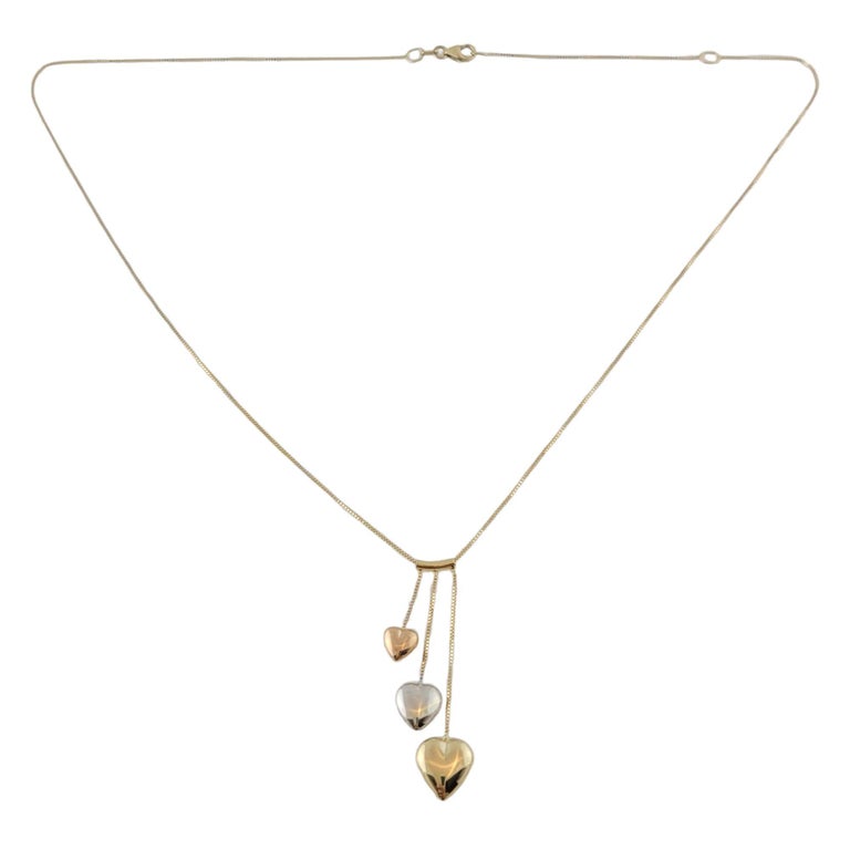 14k Yellow, Rose and White Gold Tri Color Heart Necklace For Sale at ...