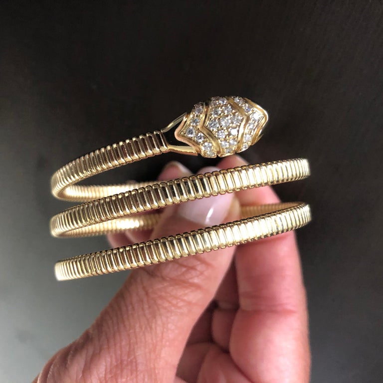 14 Karat Yellow Spiral Bangle For Sale (Free Shipping) at 1stDibs