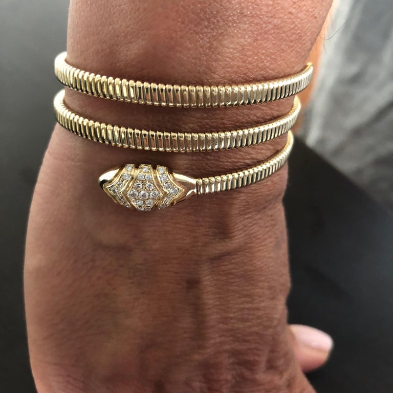 14 Karat Yellow Spiral Bangle For Sale (Free Shipping) at 1stDibs