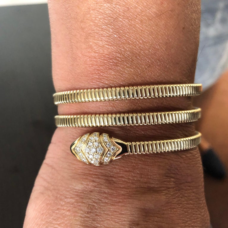 14 Karat Yellow Spiral Bangle For Sale (Free Shipping) at 1stDibs