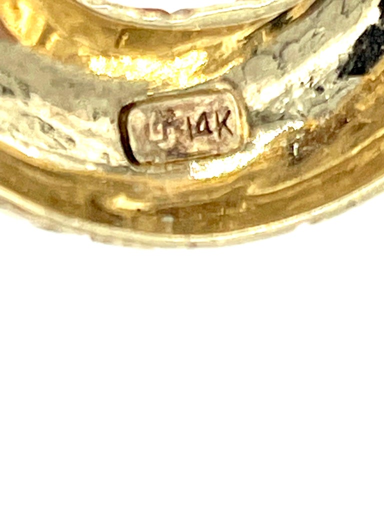 14K Yellow Textured Gold Door Knocker Style Earrings For Sale at 1stDibs