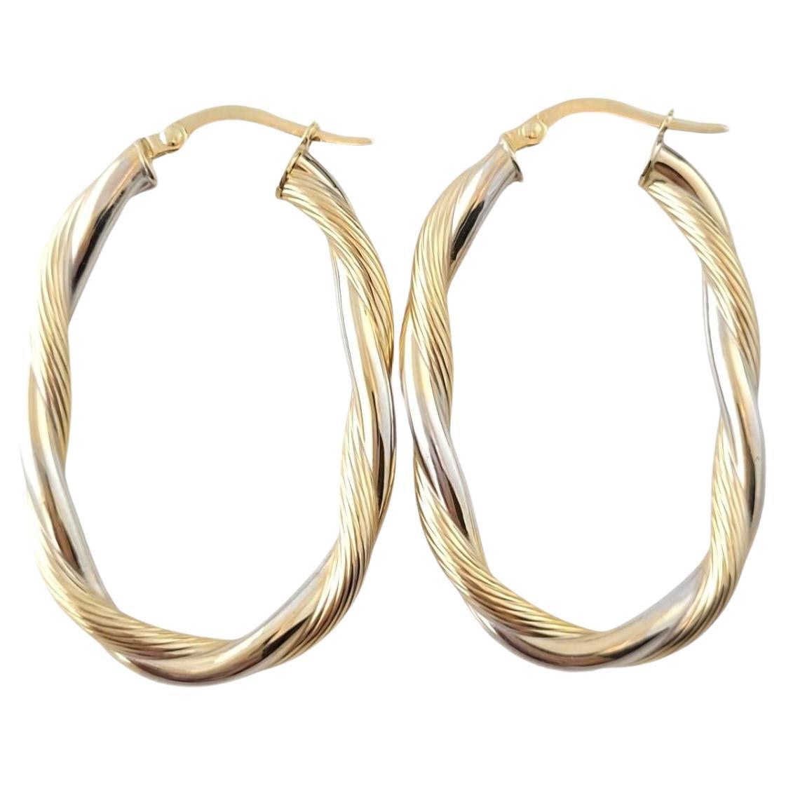 14K Yellow and White Gold Two Toned Twisted Oval Hoop Earrings #16873 ...