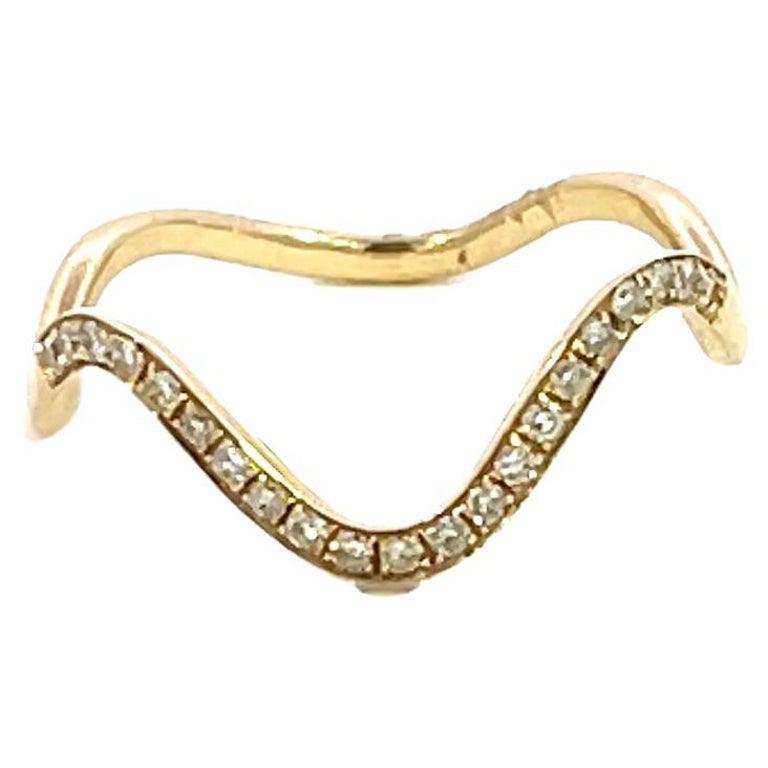 14K YG Diamond Wave Ring For Sale at 1stDibs
