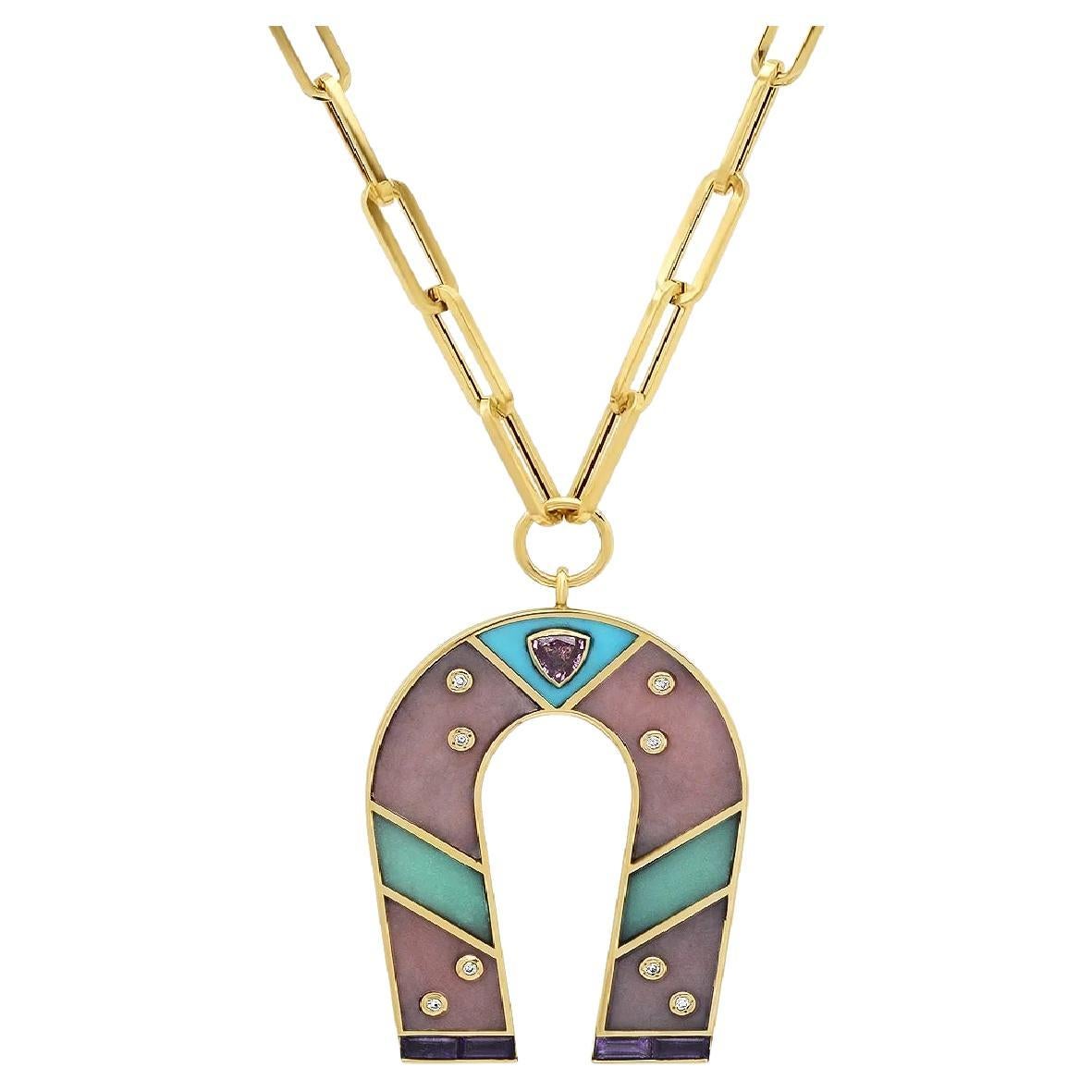 Estate Inlay-Opal Diamond Ruby Sapphire Gold Ring For Sale at 1stDibs ...