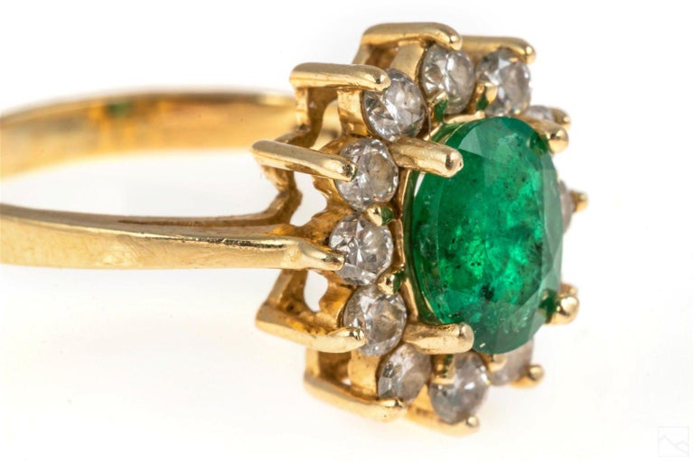 Princess Diana Syle 14kg Emerald and Diamond Cocktail Ring For Sale at ...