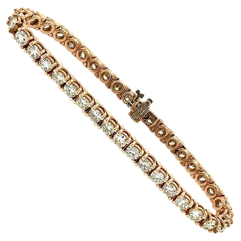 14kp Rose Gold 8 63 Carat Diamond Tennis Bracelet For Sale At 1stdibs