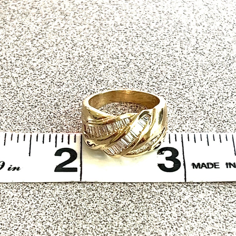 14kt 1.75 Carat 3 Row Channel Set Baguette Diamond Ring For Sale at 1stDibs