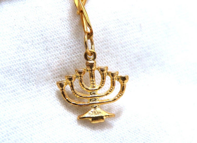 14kt Gold 7 Charm Bracelet Israel Tour Star Menorah For Sale at 1stDibs