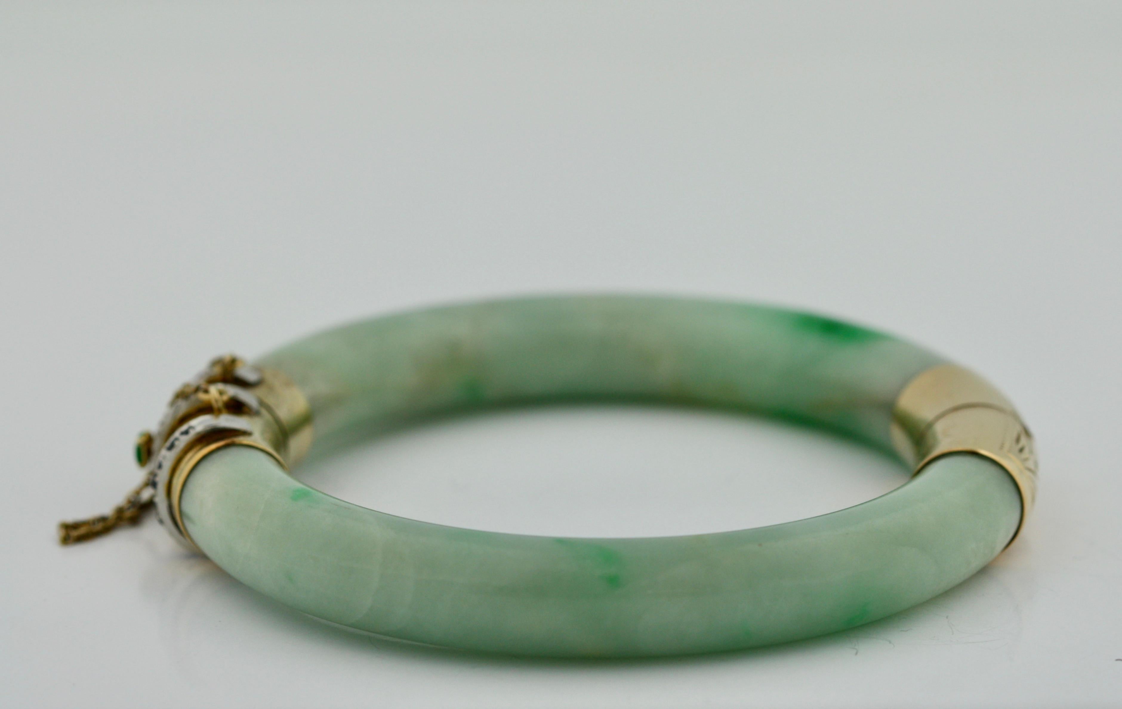 14 Karat Gold and Jade Bangle at 1stDibs | jade bracelet with gold ...