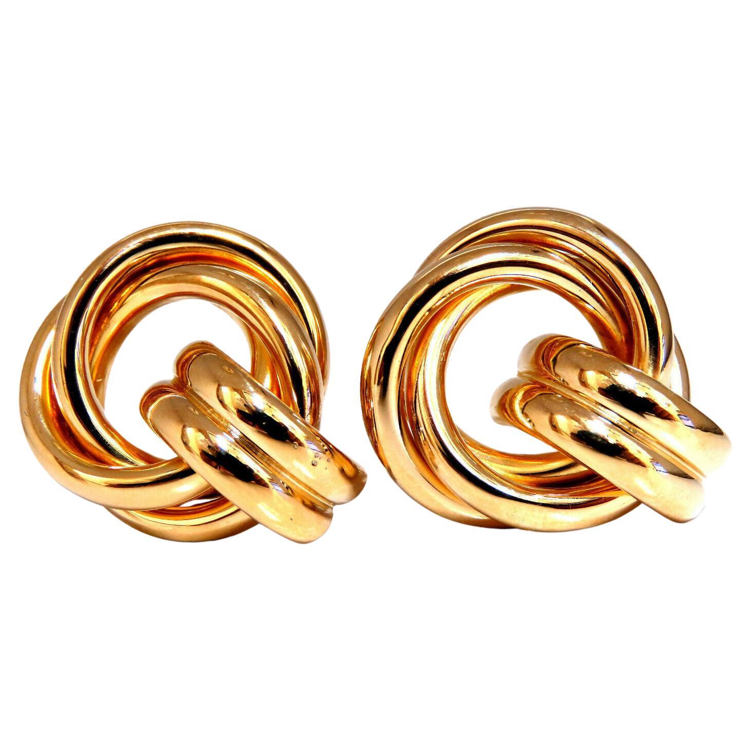 14kt Gold interwined Braided Earrings For Sale at 1stDibs