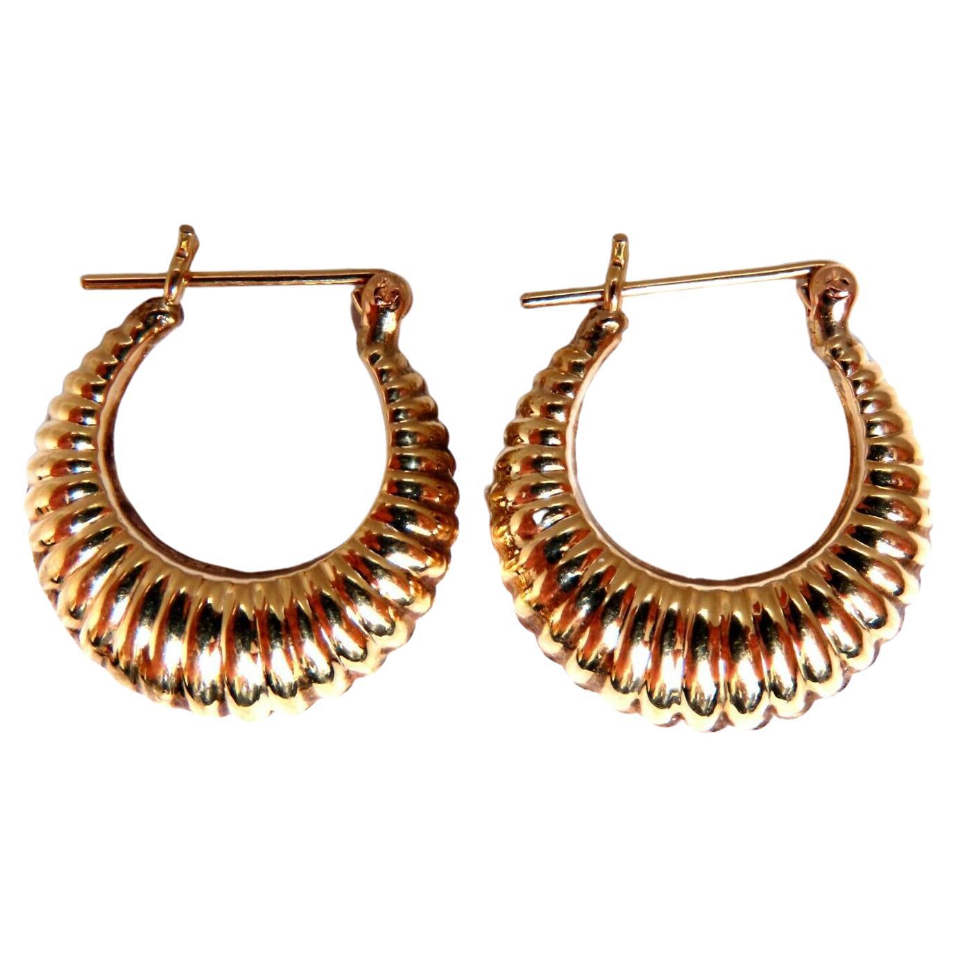 Shrimp Style Turquoise Gold Hoop Earrings at 1stDibs