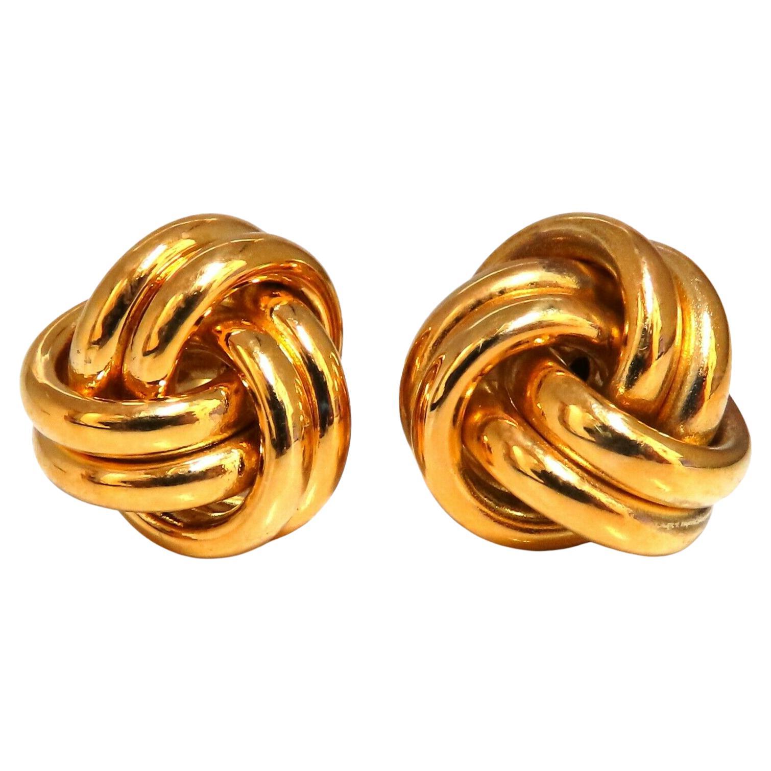 14kt Gold interwined Braided Earrings For Sale at 1stDibs
