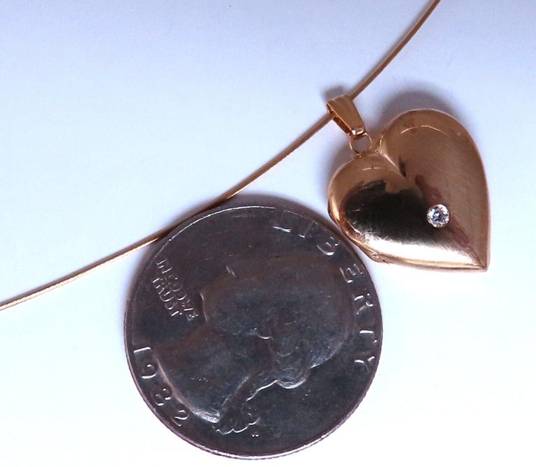 14 Karat Gold Locket Charm Diamond Pendant Necklace For Sale at 1stDibs