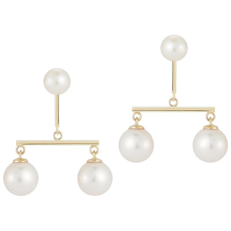 14kt Pearl Balance Mobile Earrings For Sale at 1stDibs