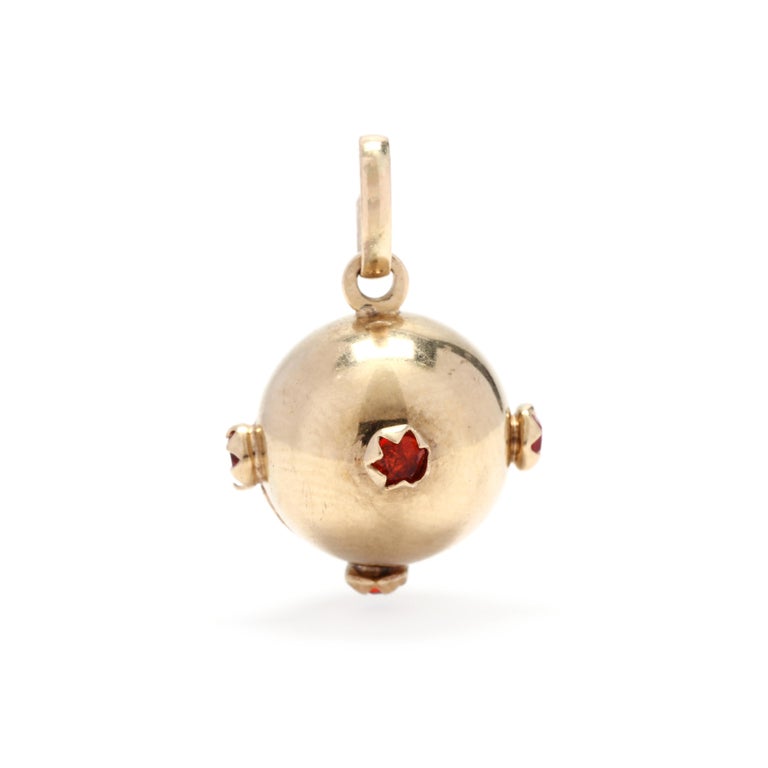 14KT Red Stone Orb Charm at 1stDibs