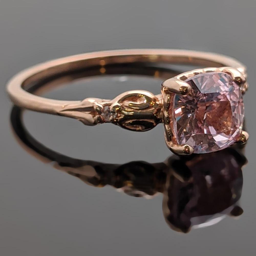 14 Karat Rose Gold Peach Sapphire and Diamonds Ring For Sale at 1stDibs ...